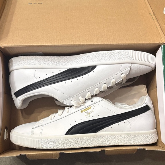 Puma | Shoes | Puma Clyde White Black Sneakers | Poshmark